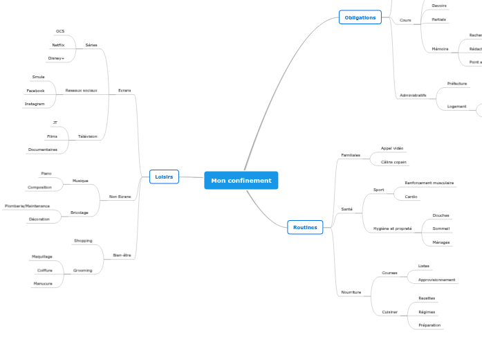 Mon confinement - Mind Map